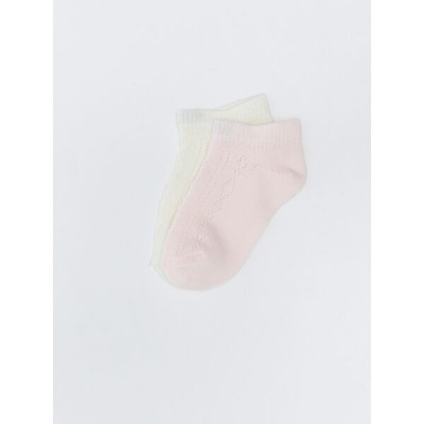 Kendinden Desenli Kız Bebek Patik Çorap 2'li