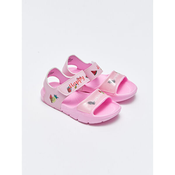 Baskılı Cırt Cırtlı Kız Çocuk Sandalet