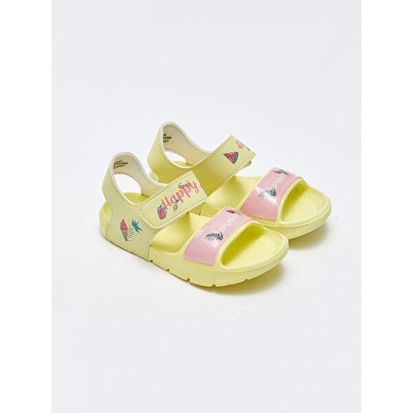 Baskılı Cırt Cırtlı Kız Çocuk Sandalet