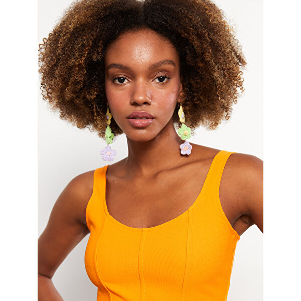 U Yaka Askılı Crop Kadın Atlet