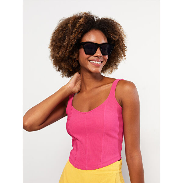 U Yaka Askılı Crop Kadın Atlet