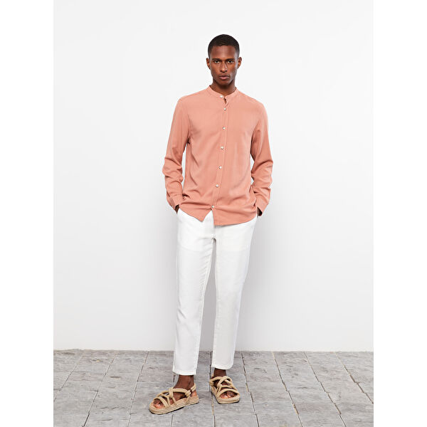 Regular Fit Hakim Yaka Uzun Kollu Poplin Erkek Gömlek