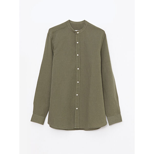 Regular Fit Hakim Yaka Uzun Kollu Poplin Erkek Gömlek