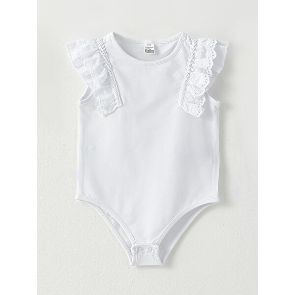 Bisiklet Yaka Kısa Kollu Basic Kız Bebek Çıtçıtlı Body