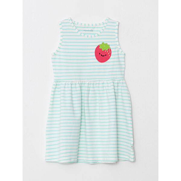 Organickid Bisiklet Yaka Kız Bebek Elbise