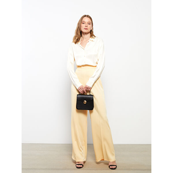 Sateen Standart Fit Düz Krep Kadın Pantolon