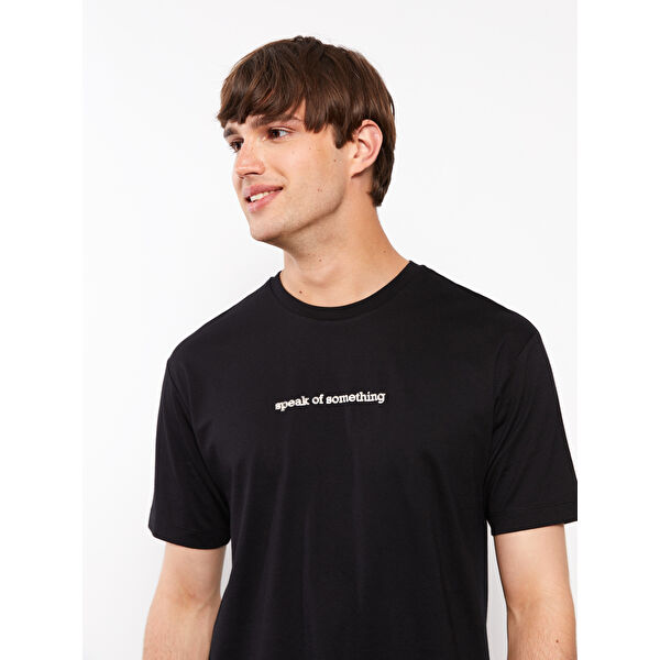 Bisiklet Yaka Kısa Kollu Baskılı Penye Erkek Tişört