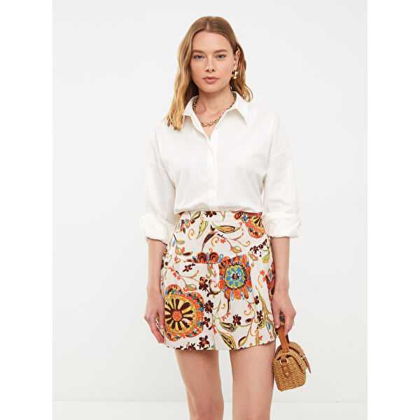 QUZU Önden Düğme Kapamalı Düz Uzun Kollu Pamuklu Oversize Kadın Gömlek