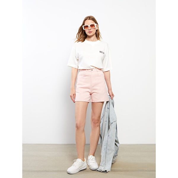 QUZU Standart Fit Düz Pamuklu Kadın Şort