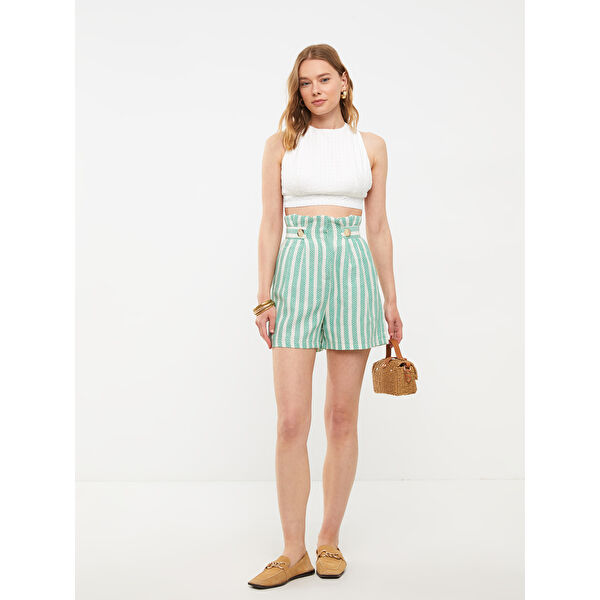 QUZU Standart Fit Desenli Pamuklu Kadın Şort