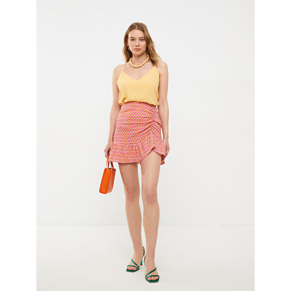 QUZU Beli Fermuarlı Desenli Büzgü Detaylı Gofre Kadın Etek QUZU Beli Fermuarlı Desenli Büzgü Detaylı Gofre Kadın Etek