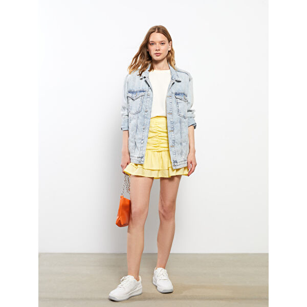 QUZU Beli Fermuarlı Düz Büzgü Detaylı Kadın Etek QUZU Beli Fermuarlı Düz Büzgü Detaylı Kadın Etek