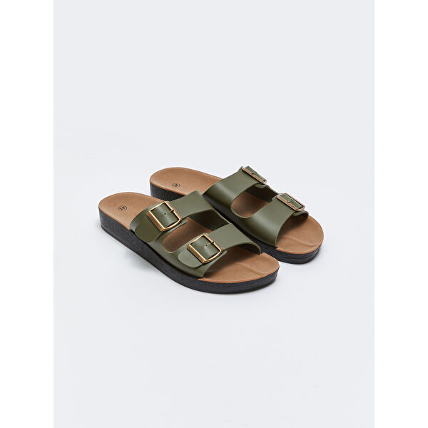 Çift Bantlı Tokalı Erkek Terlik