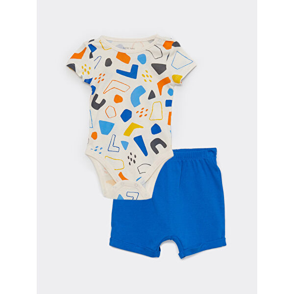 Bisiklet Yaka Kısa Kollu Baskılı Erkek Bebek Çıtçıtlı Body ve Şort 2'li Takım Bisiklet Yaka Kısa Kollu Baskılı Erkek Bebek Çıtçıtlı Body ve Şort 2'li Takım