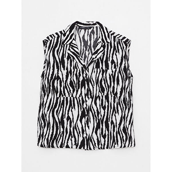 Önden Düğme Kapamalı Kolsuz Krinkle Kadın Gömlek