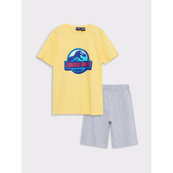 Bisiklet Yaka Jurassic Park Baskılı Kısa Kollu Erkek Çocuk Şortlu Pijama Takımı Bisiklet Yaka Jurassic Park Baskılı Kısa Kollu Erkek Çocuk Şortlu Pijama Takımı