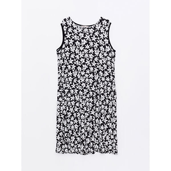 Bisiklet Yaka Desenli Kolsuz Kadın Elbise Bisiklet Yaka Desenli Kolsuz Kadın Elbise