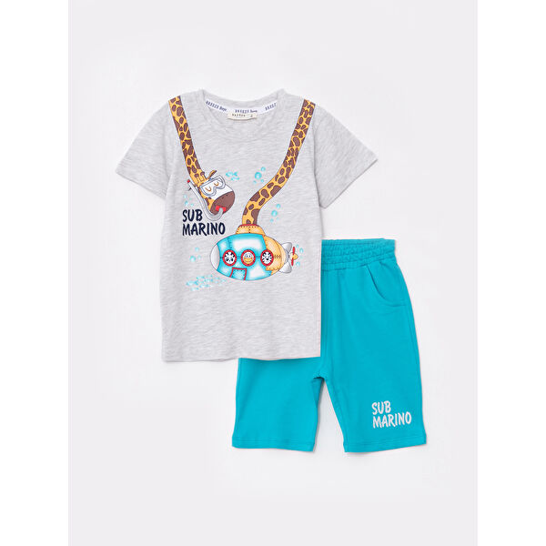 Breeze Bisiklet Yaka Erkek Bebek Tişört ve Şort 2'li