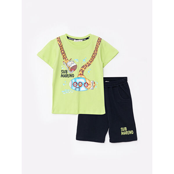 Breeze Bisiklet Yaka Erkek Bebek Tişört ve Şort 2'li