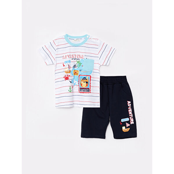 Breeze Bisiklet Yaka Erkek Bebek Tişört ve Şort 2'li