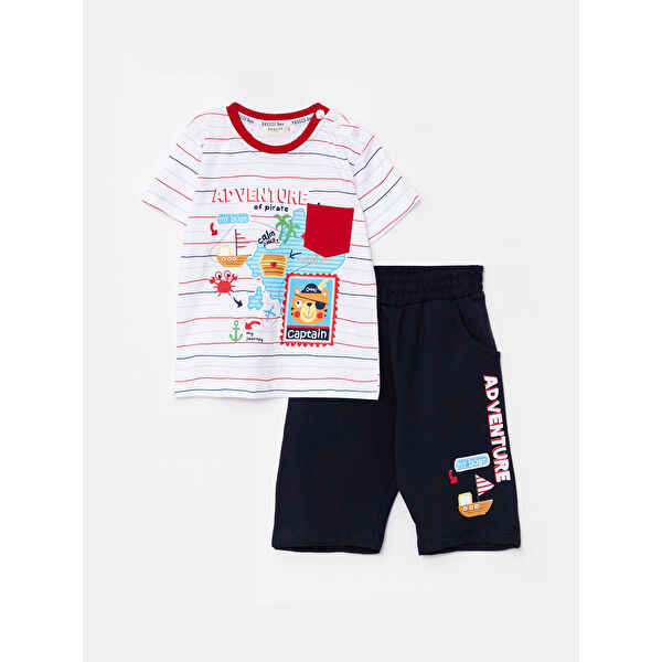 Breeze Bisiklet Yaka Erkek Bebek Tişört ve Şort 2'li