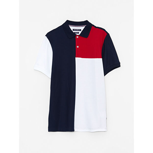 Polo Yaka Kısa Kollu Renk Bloklu Erkek Tişört