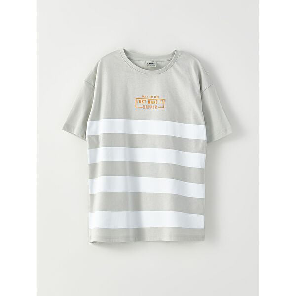 Bisiklet Yaka Çizgili Kısa Kollu Pamuklu Erkek Çocuk Tişört