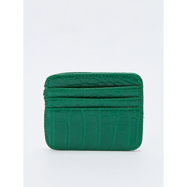 Deri Görünümlü Kroko Desenli Kadın Kartlık