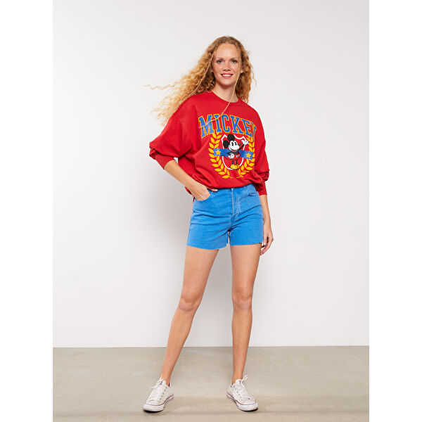 Standart Fit Düz Cep Detaylı Kadın Jean Şort