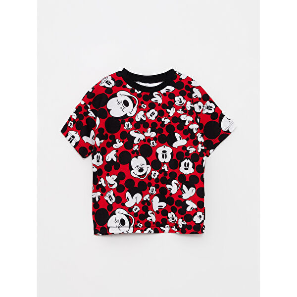 Bisiklet Yaka Kısa Kollu Mickey Mouse Baskılı Pamuklu Erkek Bebek Tişört Bisiklet Yaka Kısa Kollu Mickey Mouse Baskılı Pamuklu Erkek Bebek Tişört