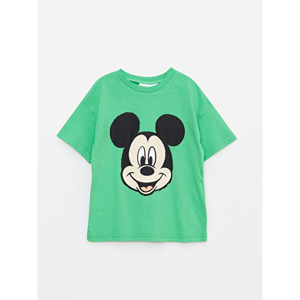 Bisiklet Yaka Kısa Kol Mickey Mouse Baskılı Erkek Bebek Tişört