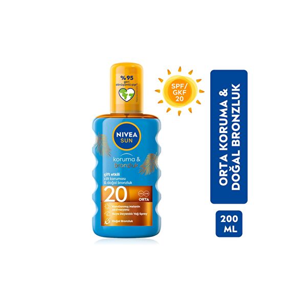 Nivea Nsun Koruma&Bronzluk Arttırıcı & Koruyucu Güneş Yağı Gkf 20 200 Ml Nivea Nsun Koruma&Bronzluk Arttırıcı & Koruyucu Güneş Yağı Gkf 20 200 Ml