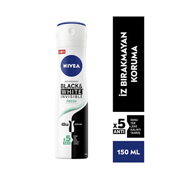 Invisible Black & White Fresh Kadın Deodorant Sprey 150 Ml Invisible Black & White Fresh Kadın Deodorant Sprey 150 Ml