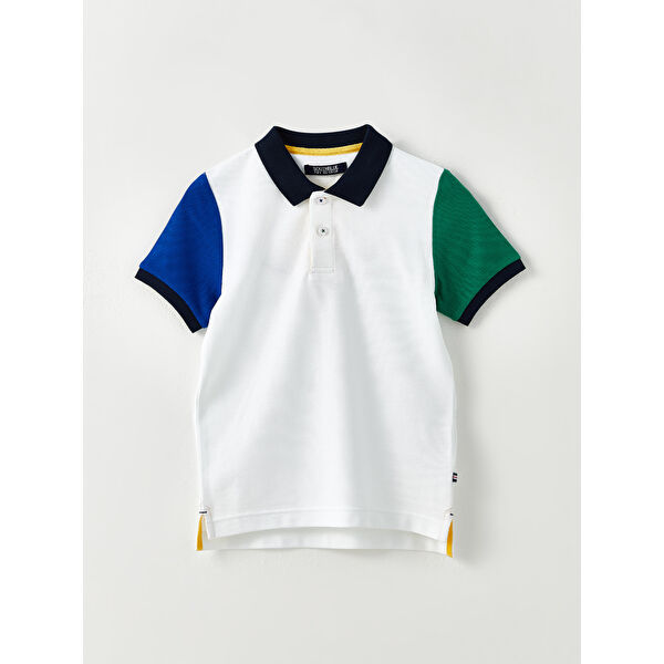 Polo Yaka Renk Bloklu Kısa Kollu Erkek Çocuk Tişört