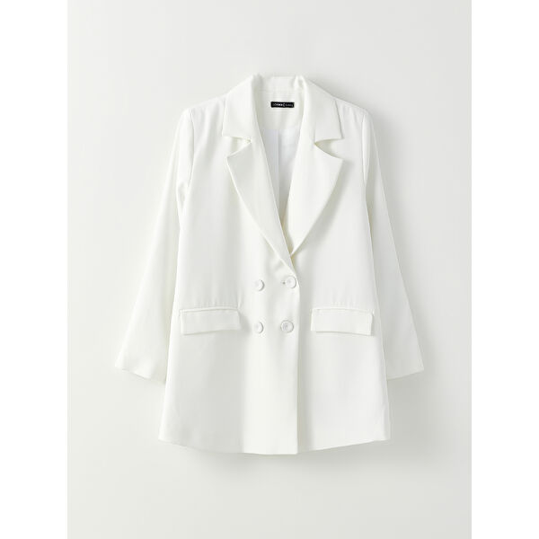 Önden Düğme Kapamalı Düz Uzun Kollu Krep Kadın Ceket Önden Düğme Kapamalı Düz Uzun Kollu Krep Kadın Ceket