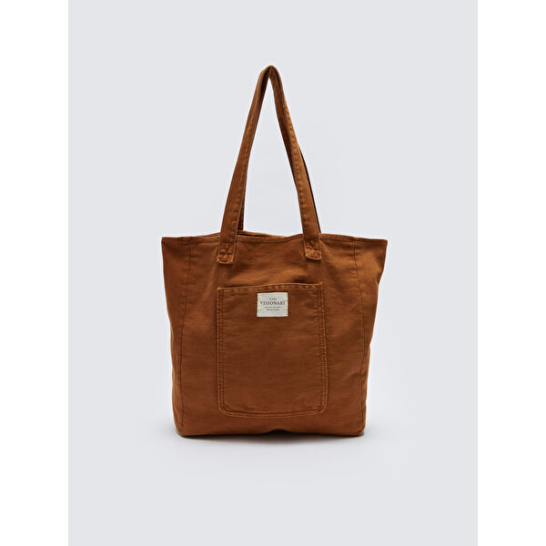 Etiket Baskılı Kadın Kol Çantası