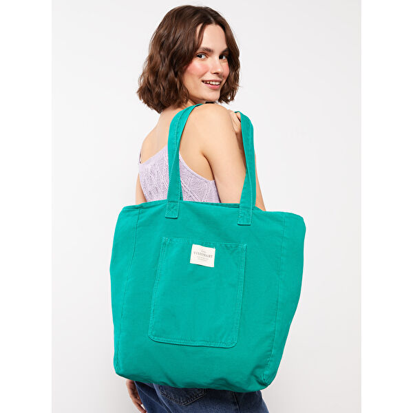 Etiket Baskılı Kadın Kol Çantası