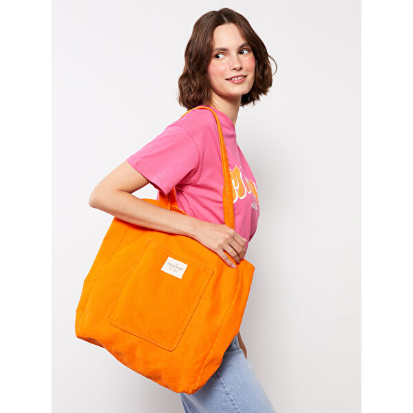 Etiket Baskılı Kadın Kol Çantası