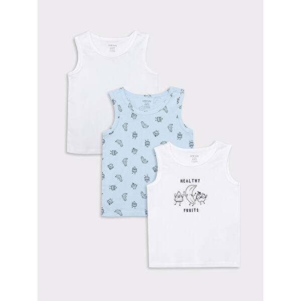 Bisiklet Yaka Baskılı Erkek Bebek Atlet 3'lü