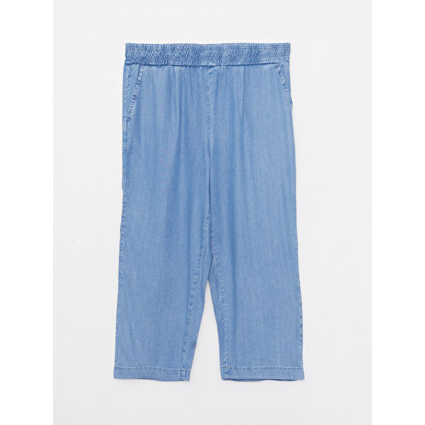 Beli Lastikli Düz Kadın Jean Capri Beli Lastikli Düz Kadın Jean Capri