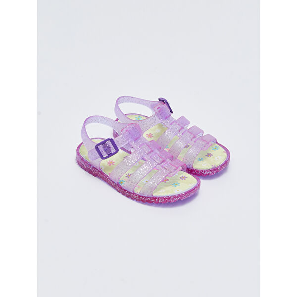 Şeffaf Bantlı Toka Detaylı Kız Çocuk Sandalet