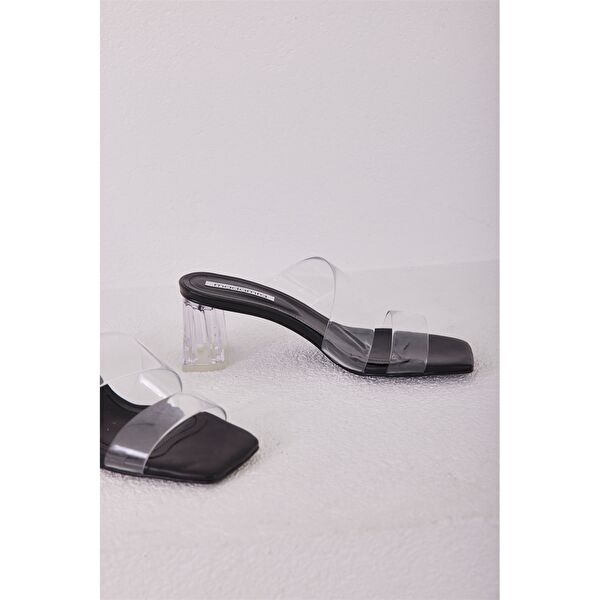 MADAMRA Şeffaf Bantlı Kadın Topuklu Ayakkabı