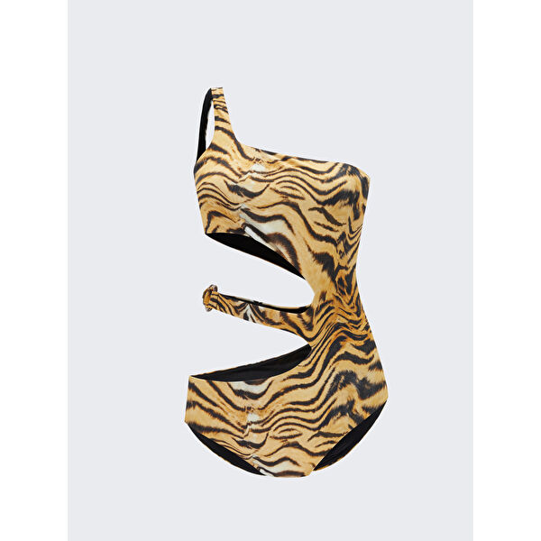 Tek Askılı Desenli Kadın Mayo