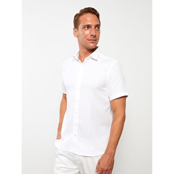 Regular Fit Kısa Kollu Armürlü Gömlek Regular Fit Kısa Kollu Armürlü Gömlek