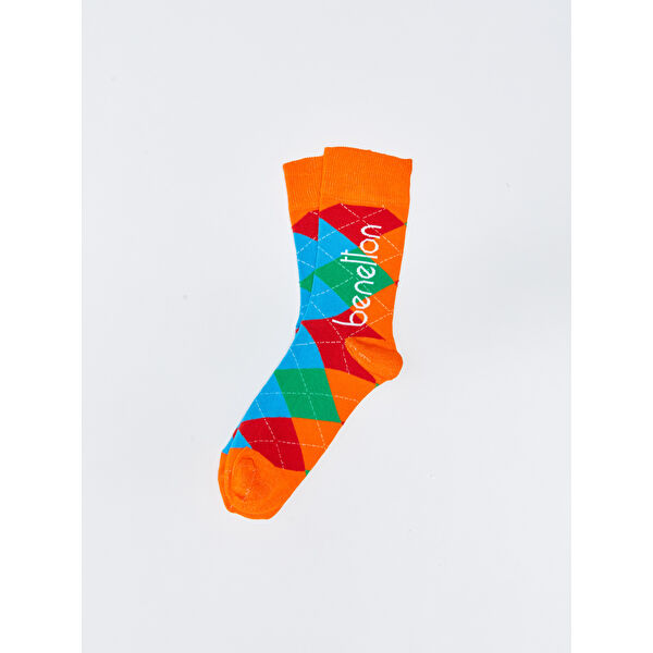 BENETTON Yazı Baskılı Erkek Soket Çorap