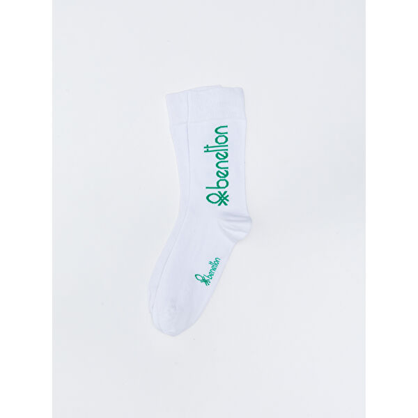 BENETTON Yazı Baskılı Erkek Soket Çorap