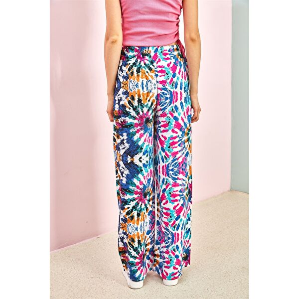 Shade Beli Lastikli Desenli Viskon Kadın Pantolon