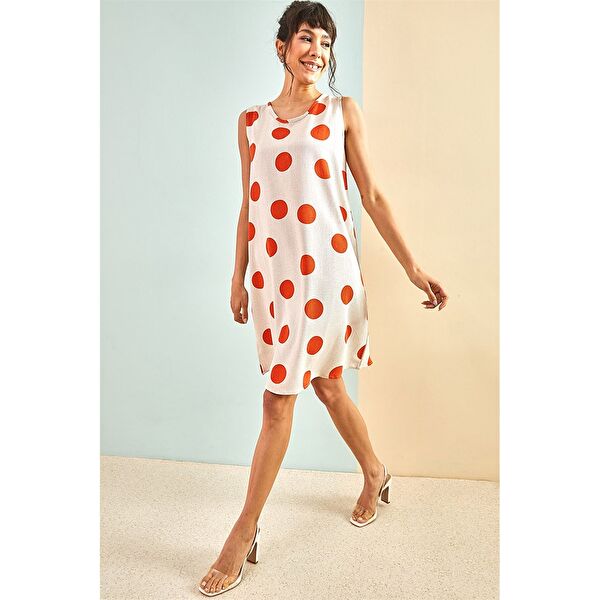 Shade Bisiklet Yaka Puantiyeli Kolsuz Kadın Elbise Shade Bisiklet Yaka Puantiyeli Kolsuz Kadın Elbise