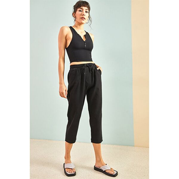 Shade Beli Lastikli Düz Gabardin Kadın Pantolon