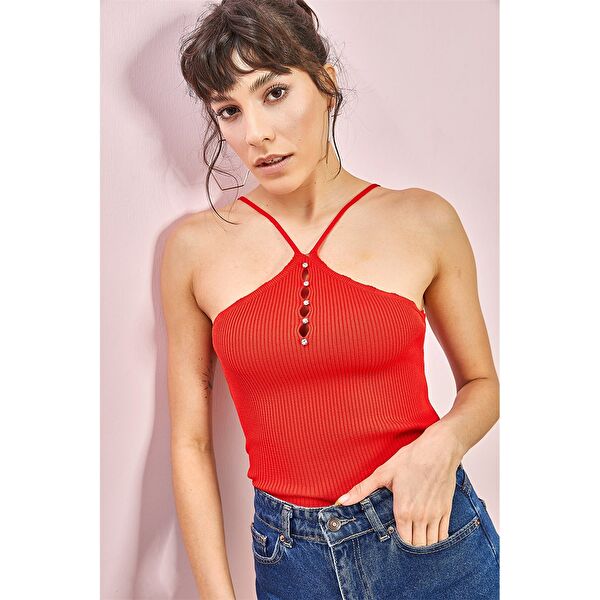 Shade Halter Yaka Taş İşlemeli Kolsuz Kadın Bluz Shade Halter Yaka Taş İşlemeli Kolsuz Kadın Bluz
